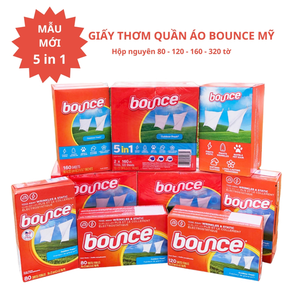 [Hộp 80 tờ] Giấy thơm quần áo Bounce chính hãng Mỹ